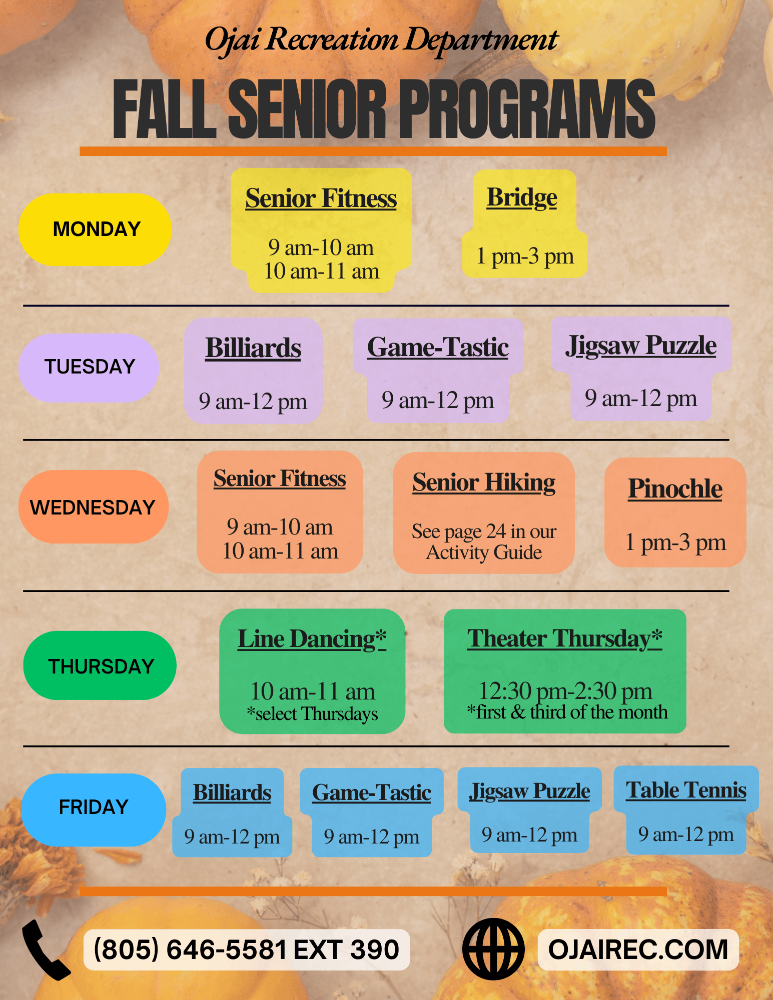 Senior Activities Calendar | Ojai, CA